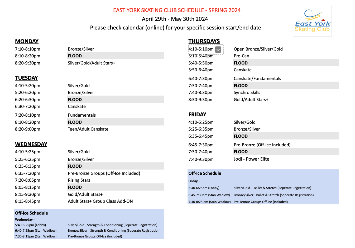 Spring Schedule :: Program Registrations - EYSC